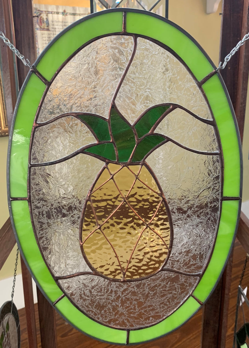 18 X 12 Oval Pineapple Panel – Adams’ Glass Studio