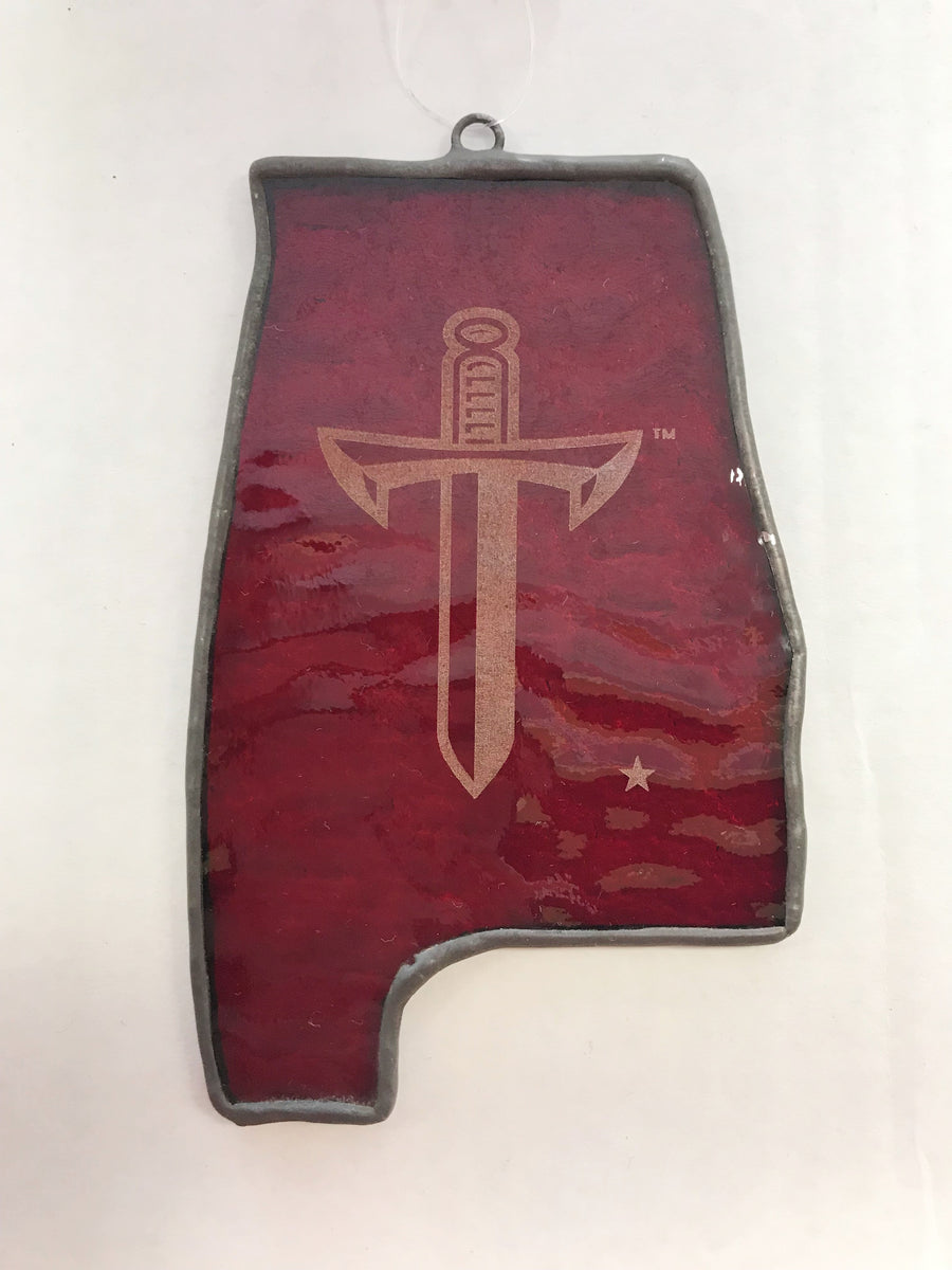 State of AL Troy Sword Logo – Adams’ Glass Studio